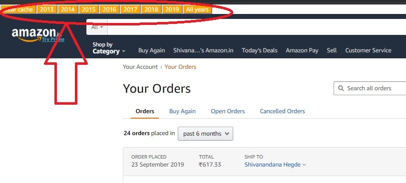 How to download order history from amazon India?
